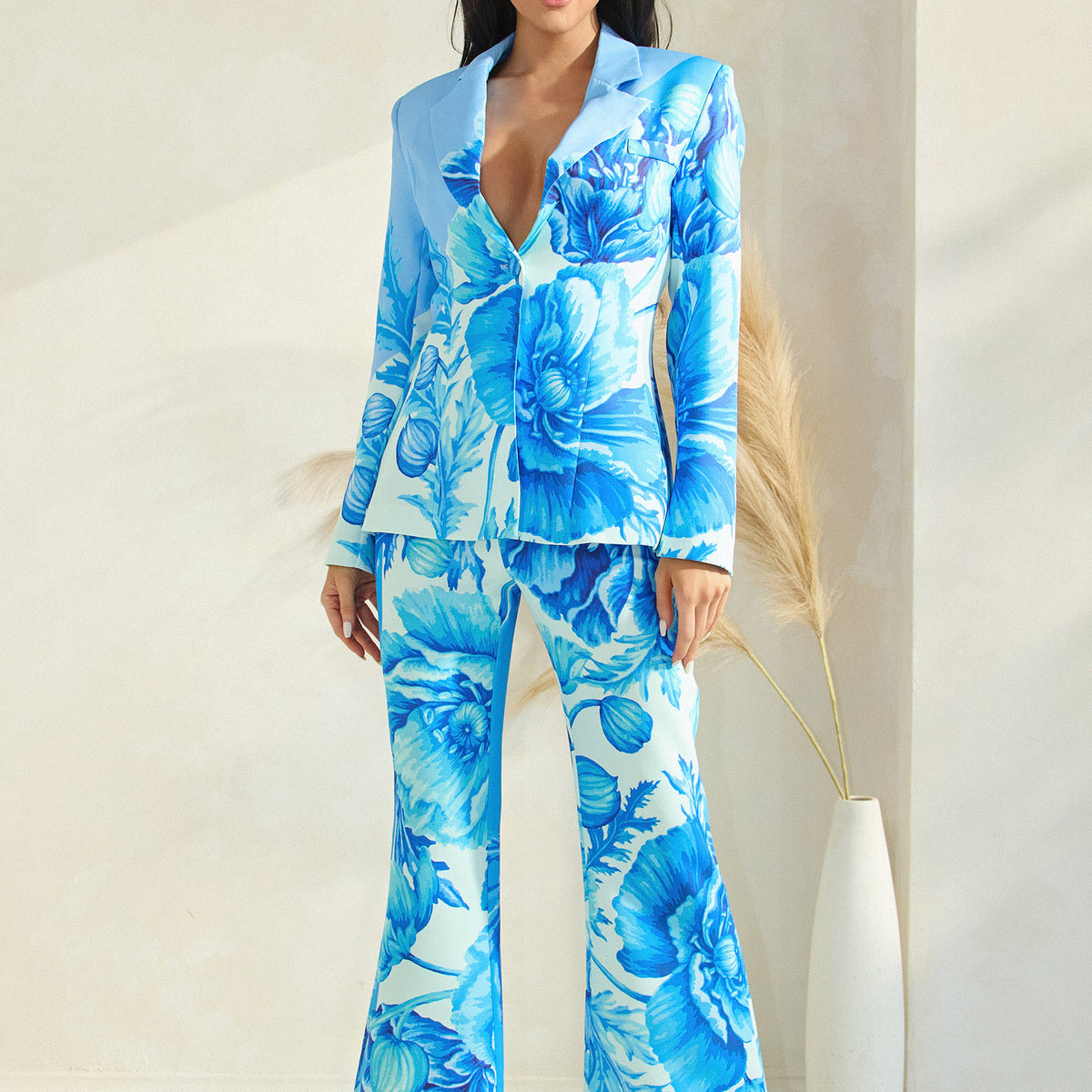 SJ642725 BIG FLOWER PRINT BLAZER SET – The Sang Clothing